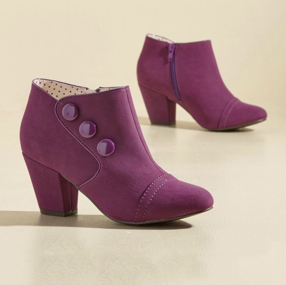 Modcloth | Shoes | Havara Royal Purple Booties Sz 8 Nwob | Poshmark
